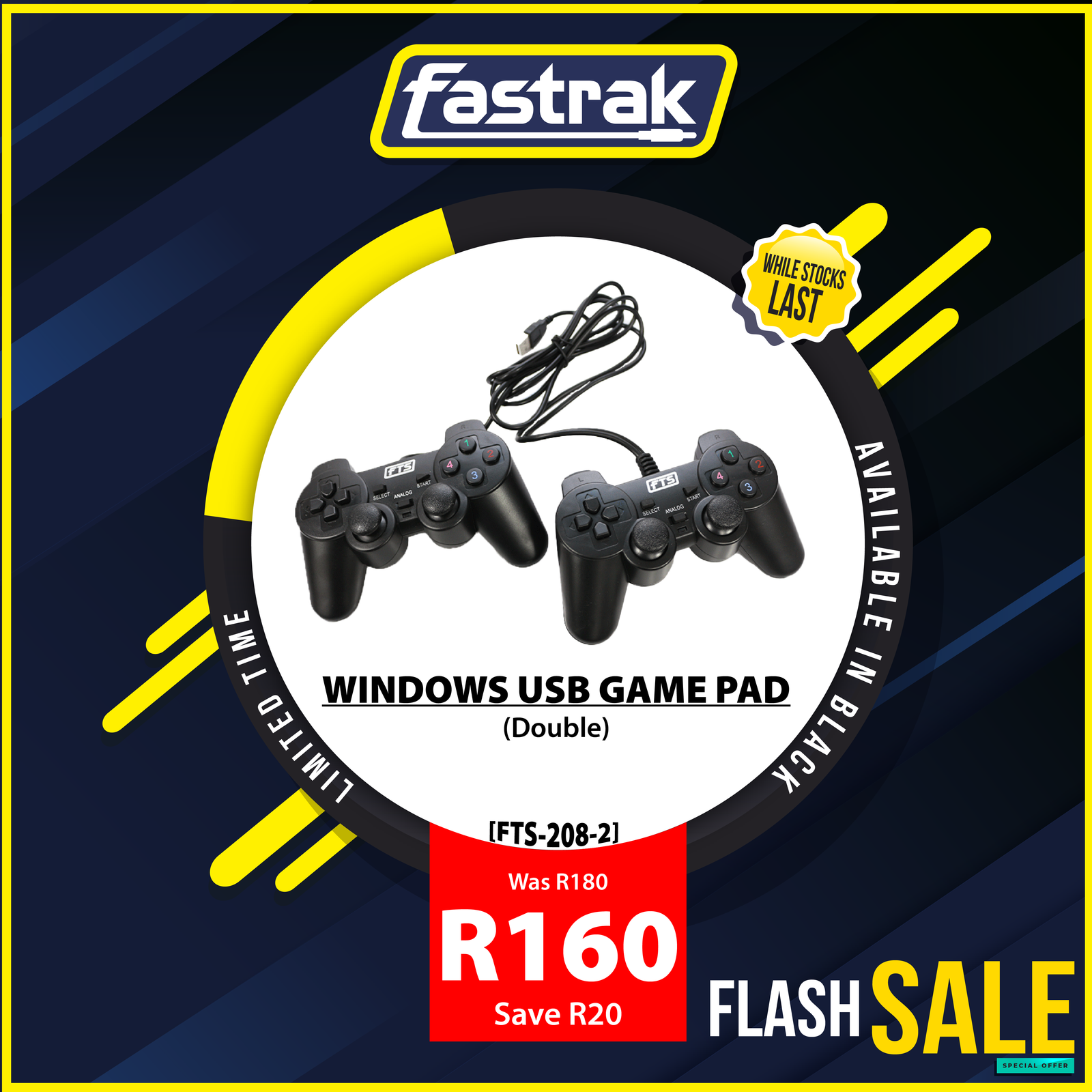 FTS-208-2 Windows USB Game Pad (Double) | Fastrak